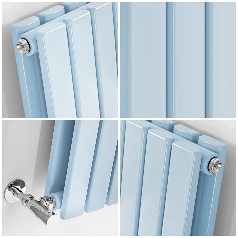 Sloane - Baby Blue Double Flat Panel Vertical Designer Radiator - 70" x ...