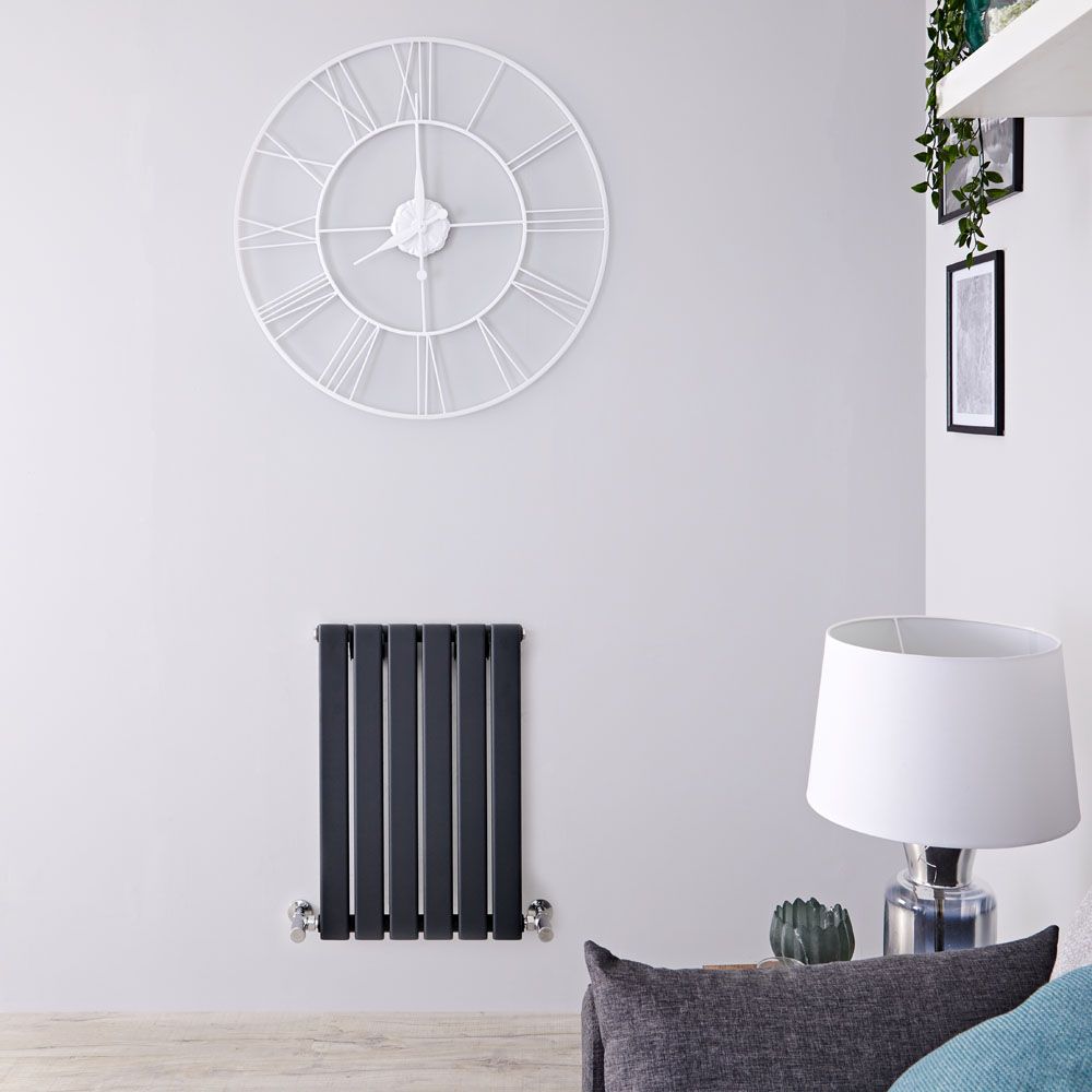 Delta - Anthracite Horizontal Single Slim-Panel Designer Radiator - 25 ...