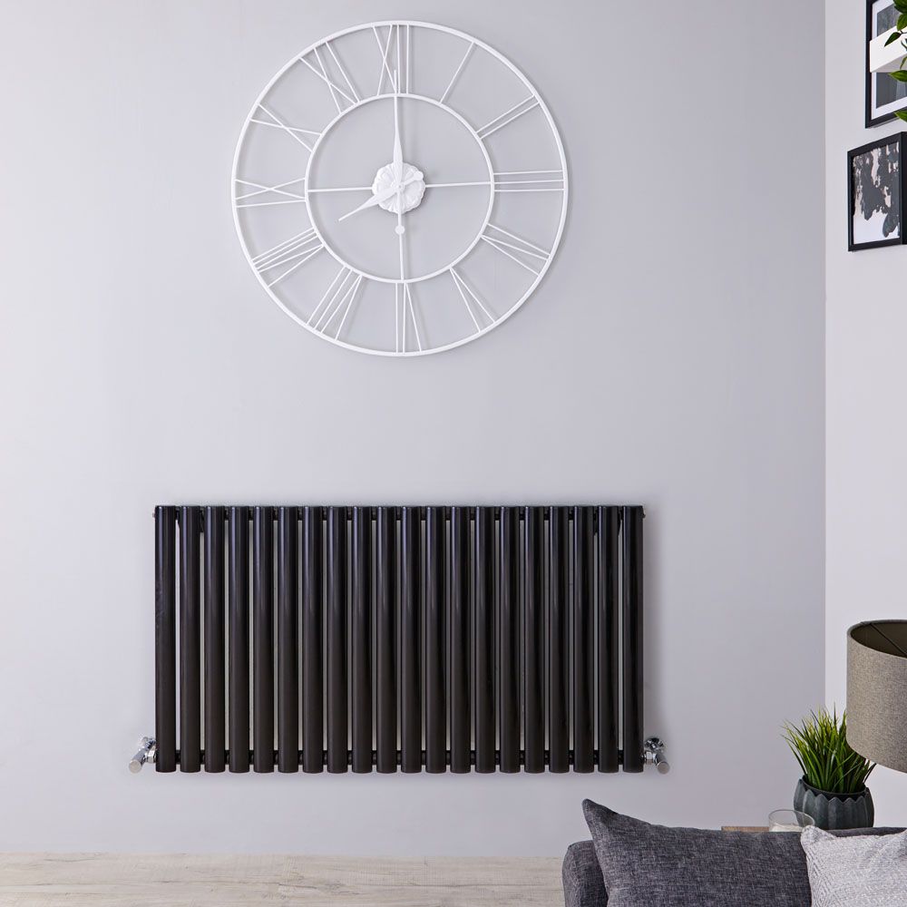 Revive - Black Horizontal Single-Panel Designer Radiator - 25" x 46.5"