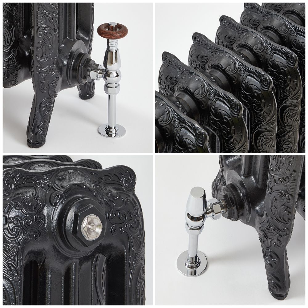 Charlotte - Ornate Cast Iron Radiator - 30.24" Tall - Slate Black ...