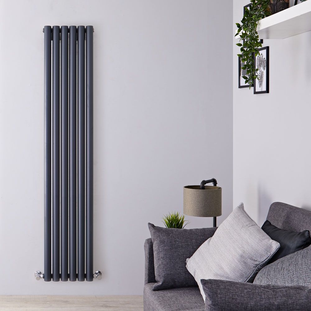 Savy - Anthracite Vertical Single-Panel Designer Radiator - 63" x 14"