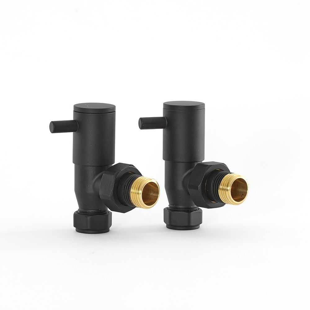 Hudson Reed Minimalist Black Manual Angled Radiator Valves (Pair)