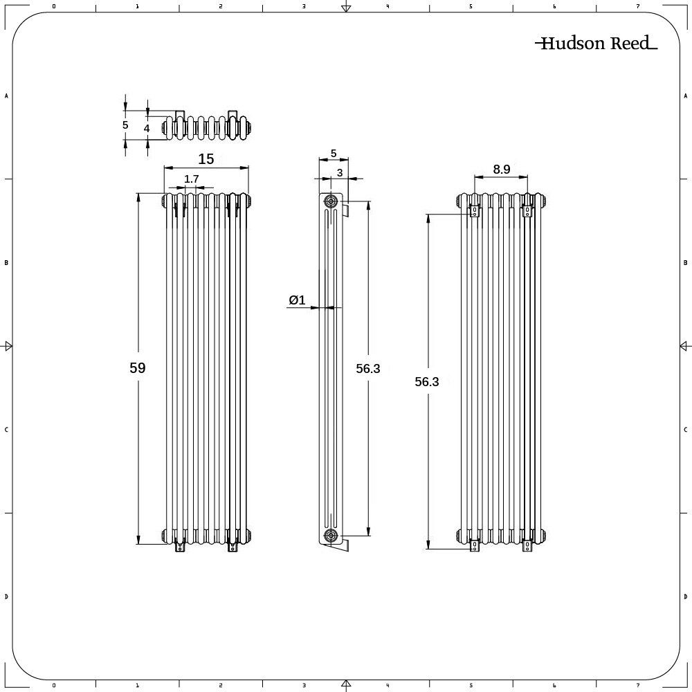 Regent - White Vertical 3-Column Traditional Cast-Iron Style Radiator ...