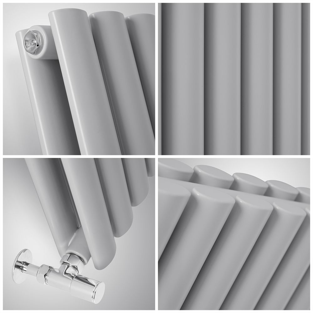 Revive - Light Gray Horizontal Double-Panel Designer Radiator - 25" x ...