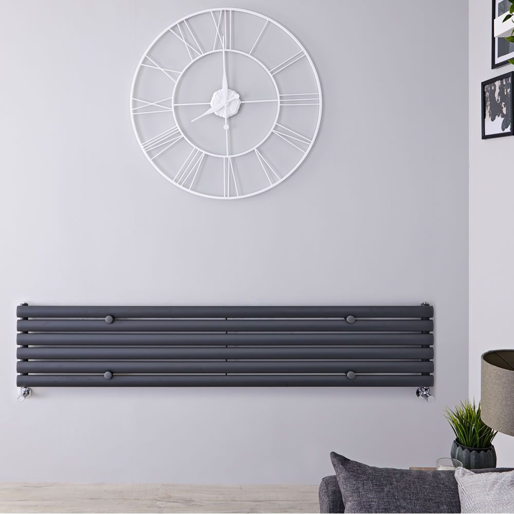 Revive - Anthracite Horizontal Single-Panel Designer Radiator - 14" x 70"