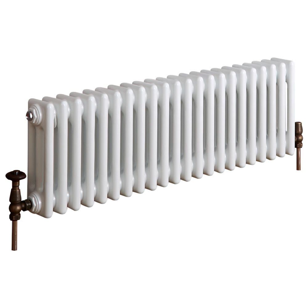Regent - White Horizontal 3-Column Traditional Cast-Iron Style Radiator ...