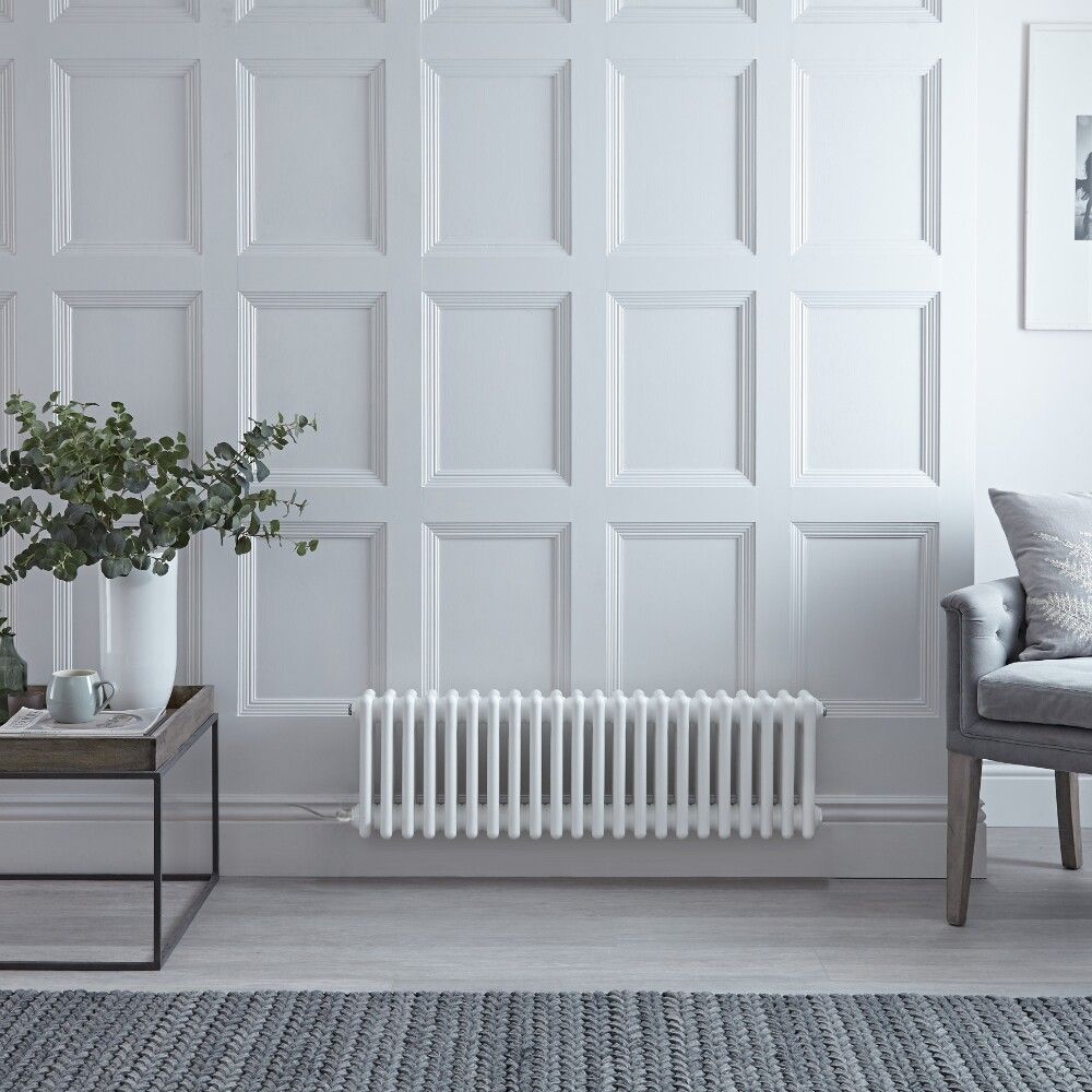 Regent Electric - White Horizontal 3-Column Traditional Cast-Iron Style ...