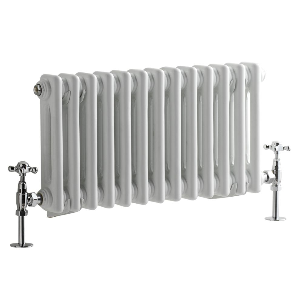 Regent - White Horizontal 2-Column Traditional Cast-Iron Style Radiator ...