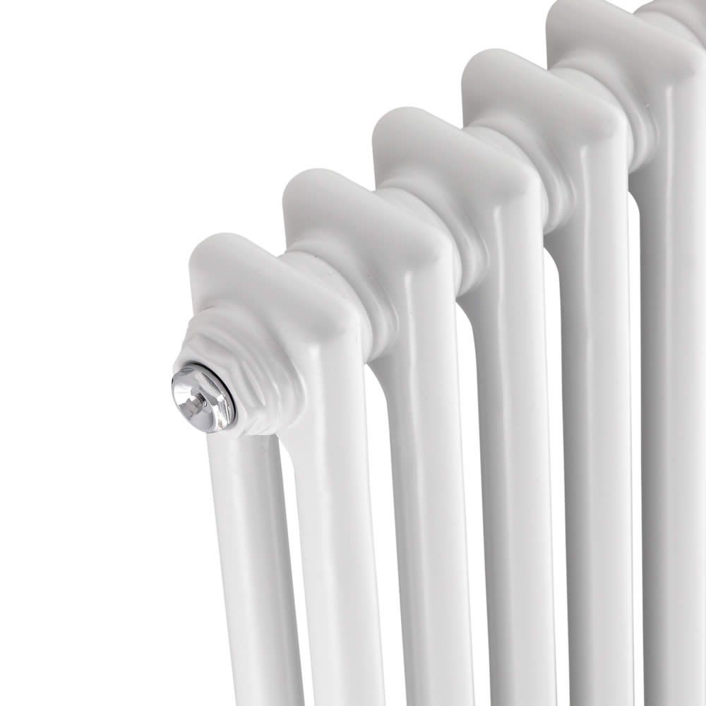 Regent - White Horizontal 2-Column Traditional Cast-Iron Style Radiator ...