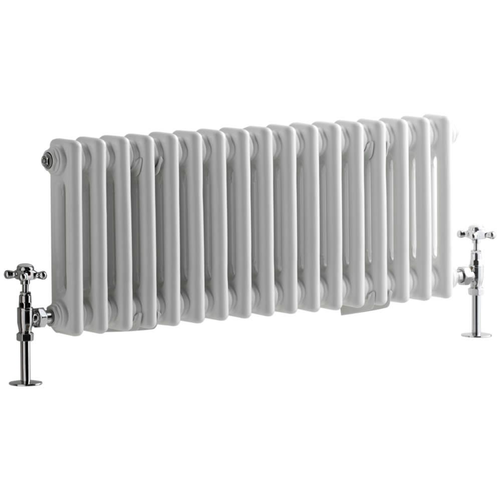 Regent - White Horizontal 2-Column Traditional Cast-Iron Style Radiator ...