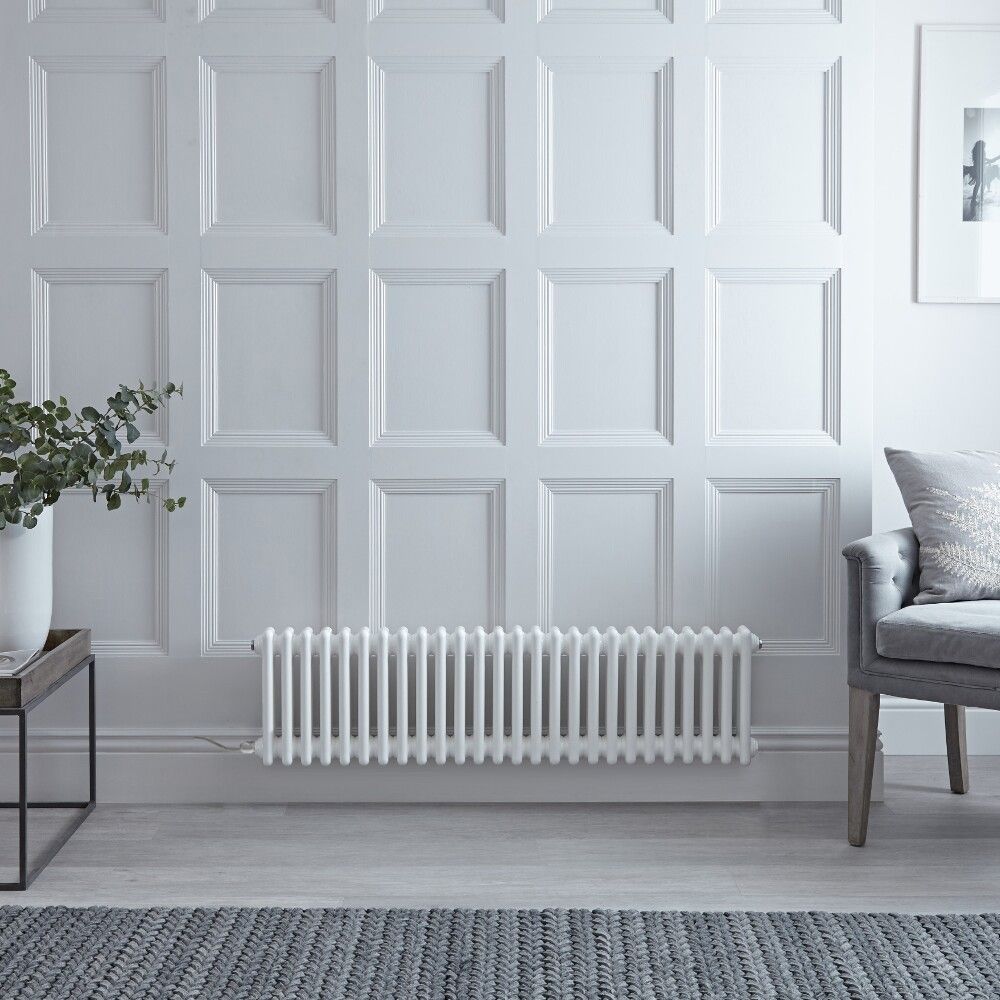 Regent Electric - White Horizontal 2-Column Traditional Cast-Iron Style ...