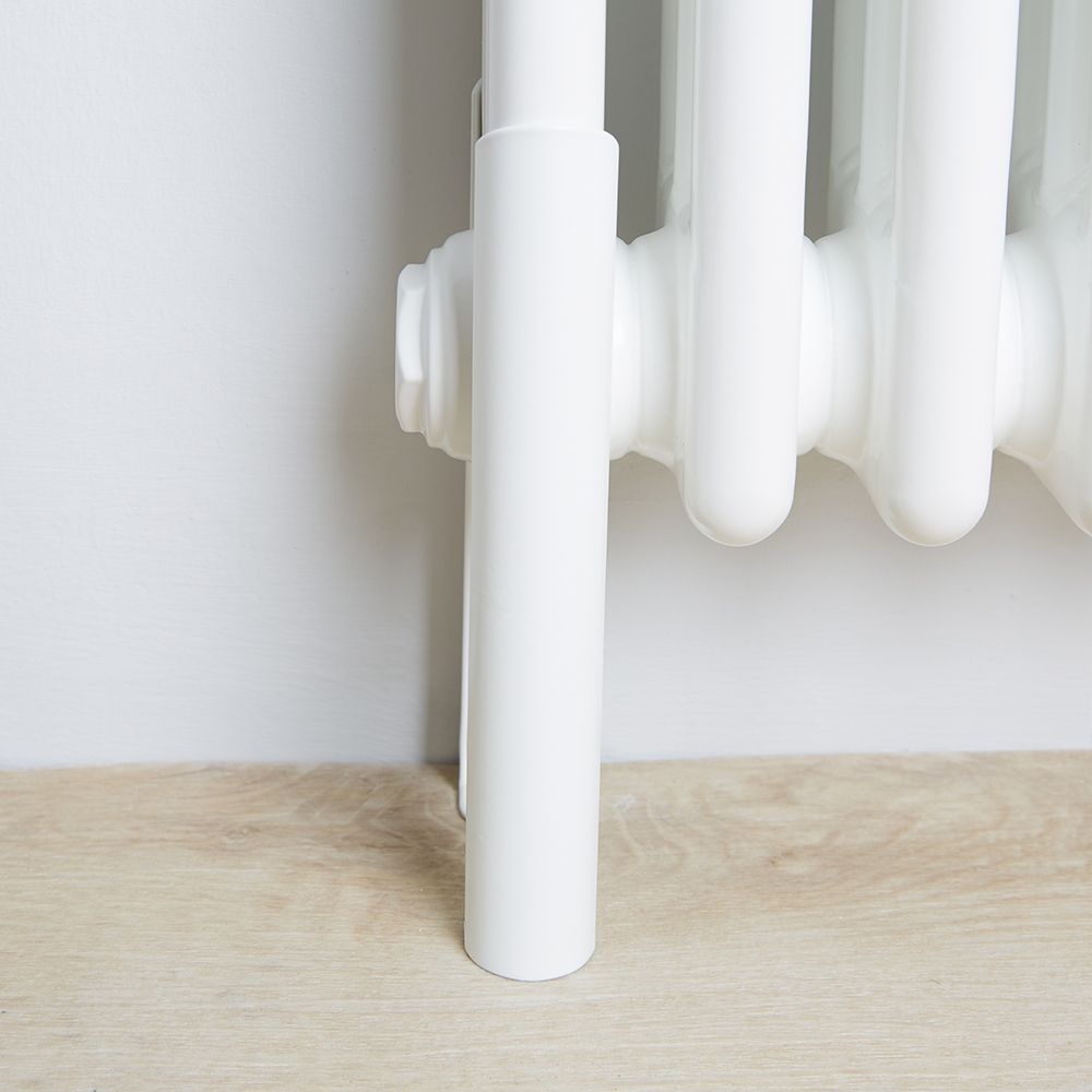 White Floor Mounting Kit for Three-Column Traditional Radiators
