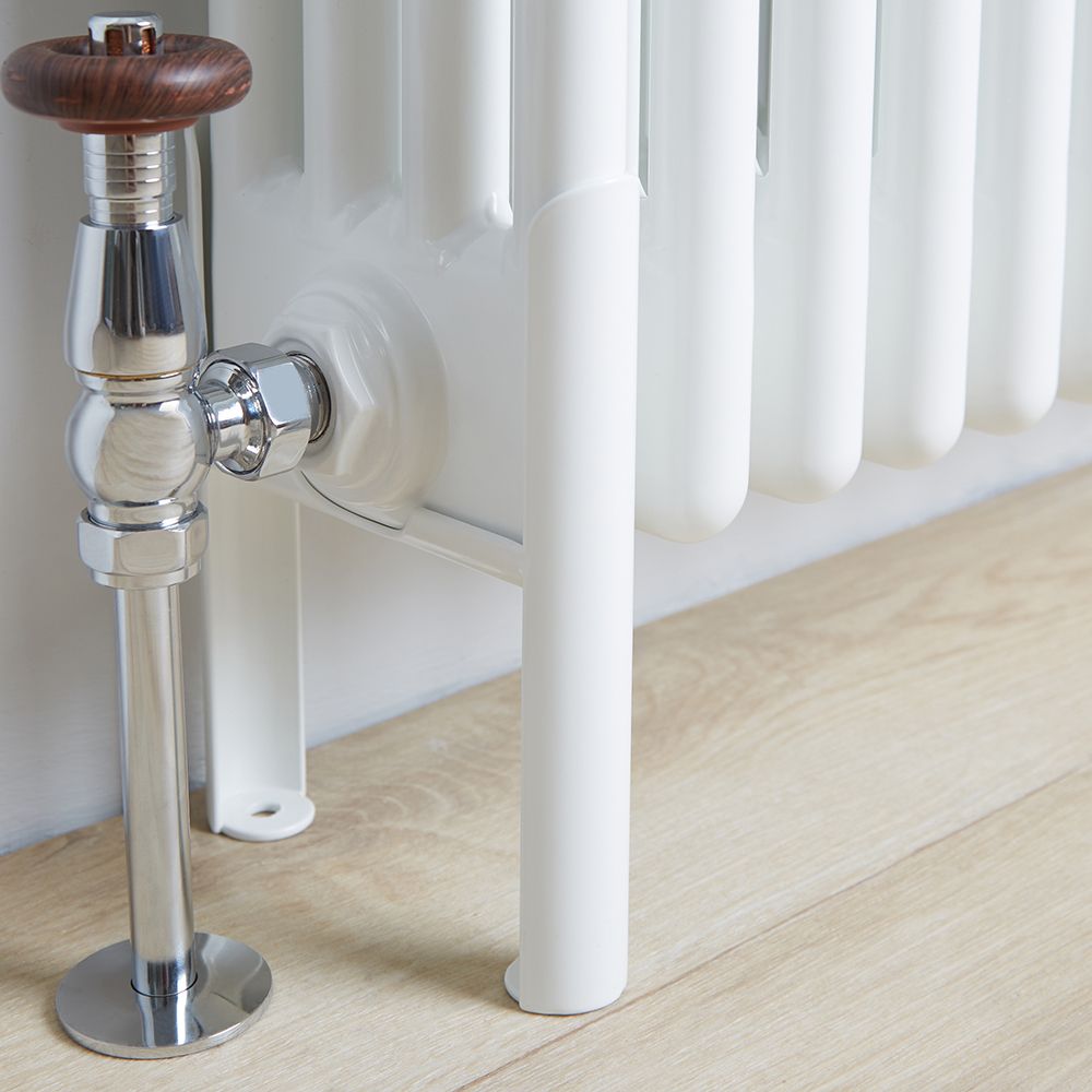 White Floor Mounting Kit for Four-Column Traditional Radiators