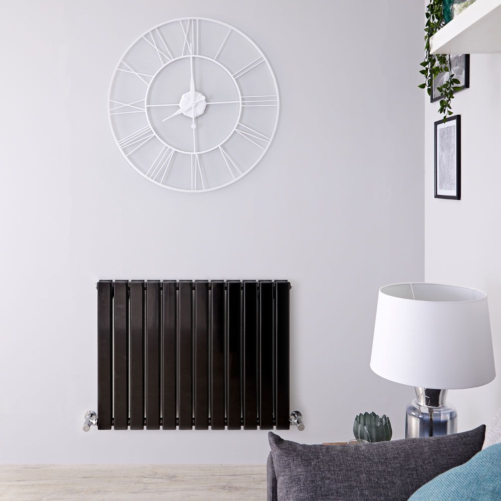 Delta - Black Horizontal Double Slim-Panel Designer Radiator - 25" x 33"