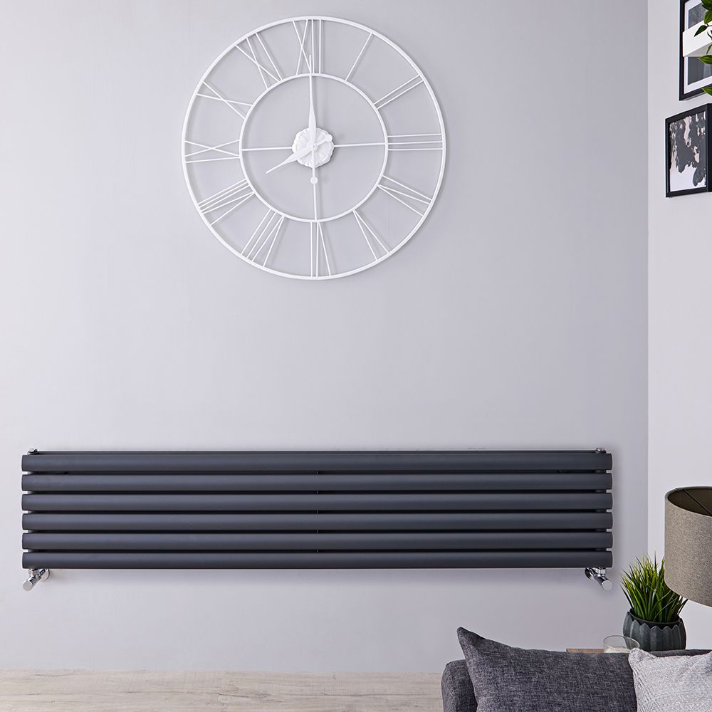 Revive - Anthracite Horizontal Double-Panel Designer Radiator - 14" x 63"