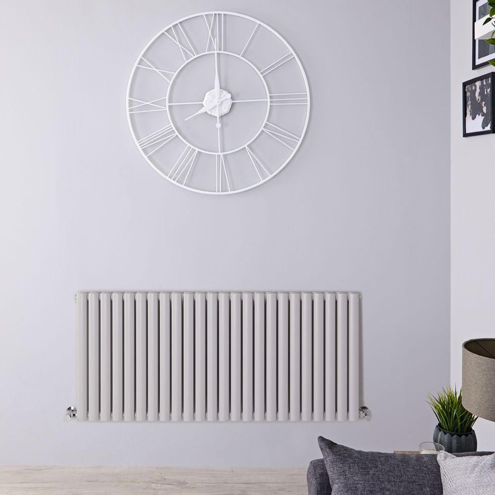 Revive - Light Gray Horizontal Double-Panel Designer Radiator - 25" x ...
