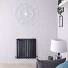 Delta - Anthracite Horizontal Single Slim-Panel Designer Radiator - 25 ...