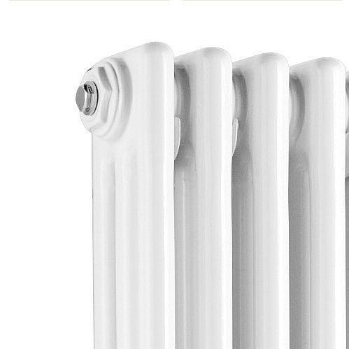 Regent - White Vertical 3-Column Traditional Cast-Iron Style Radiator ...