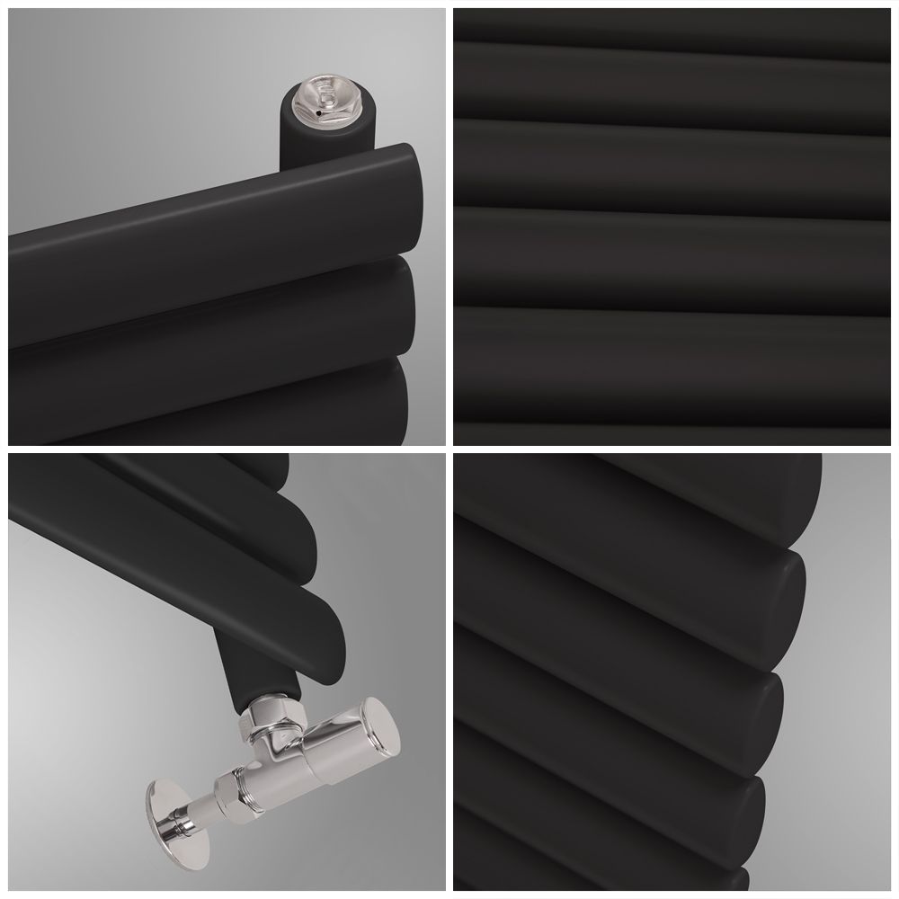 Revive - Black Horizontal Single-Panel Designer Radiator - 25" x 16.25"