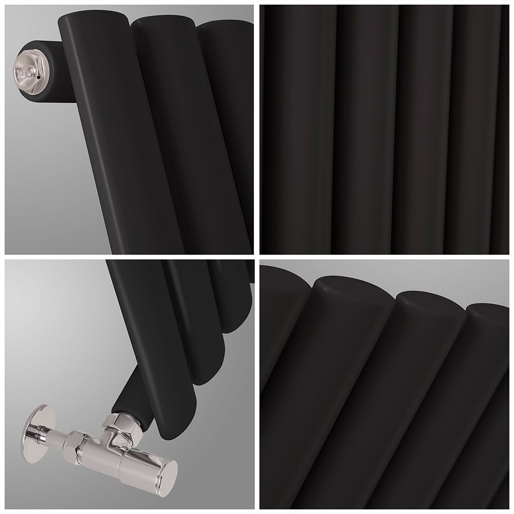 Revive - Black Vertical Single-Panel Designer Radiator - 63" x 14"