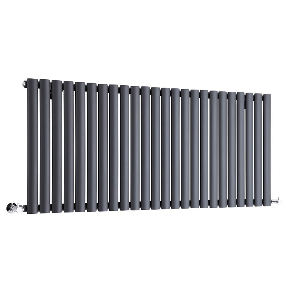 Revive - Anthracite Horizontal Single-Panel Designer Radiator - 25" x ...