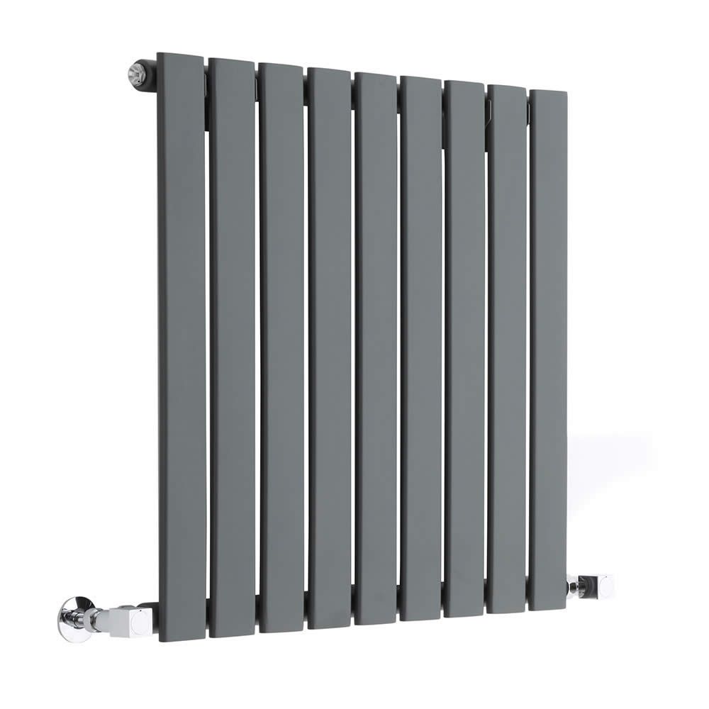 Delta - Anthracite Horizontal Single Slim-Panel Designer Radiator - 25 ...