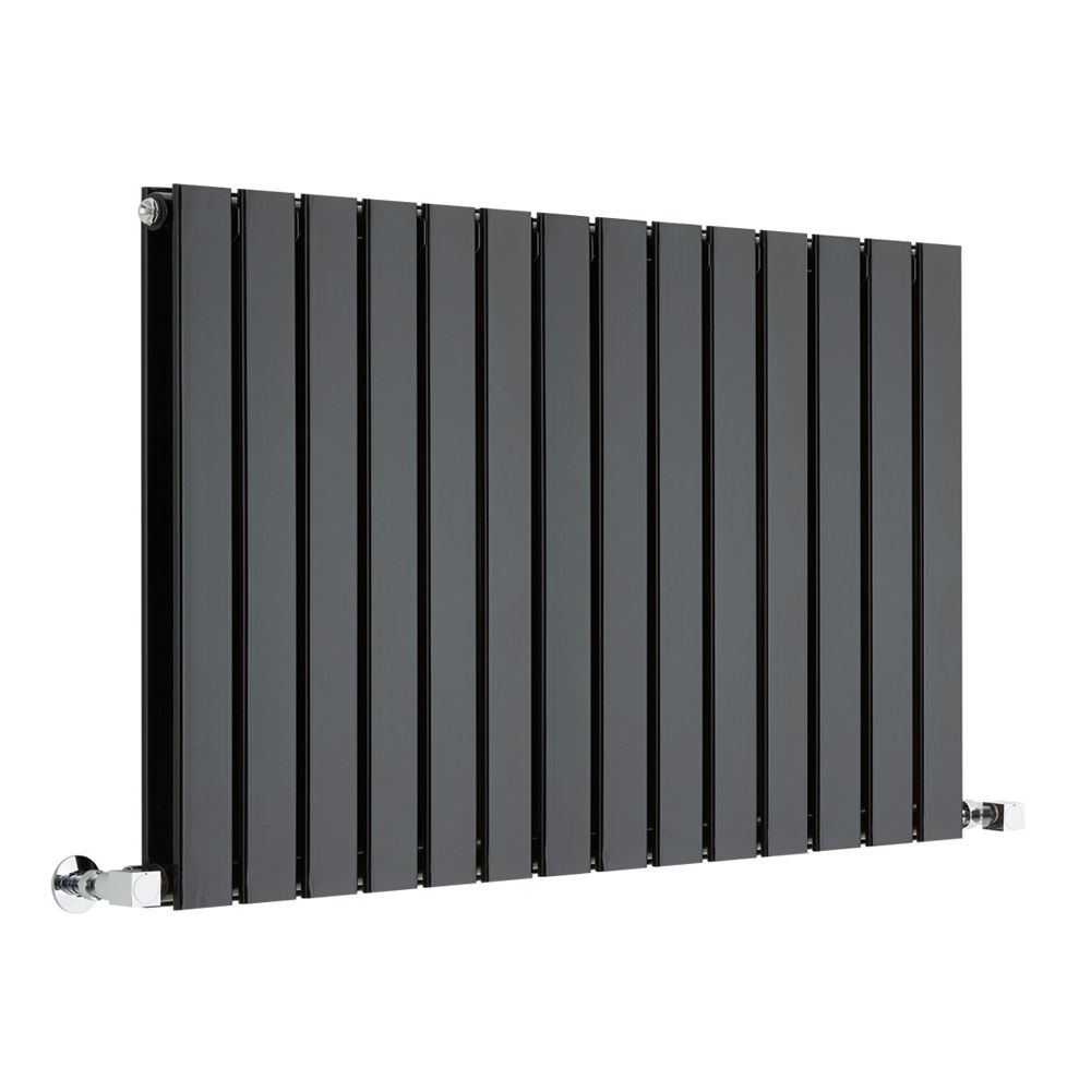 Delta - Black Horizontal Double Slim-Panel Designer Radiator - 25" x 38.5"