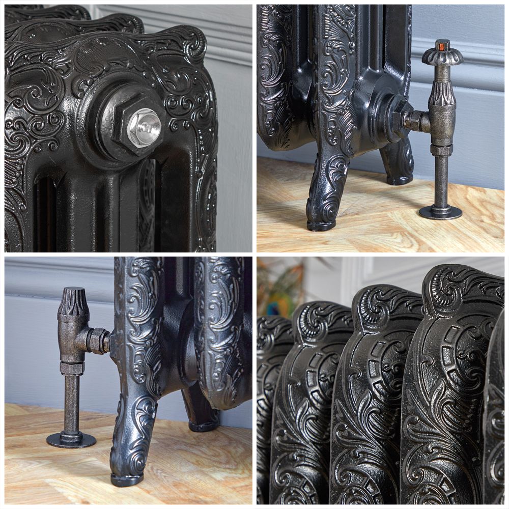 Charlotte - Ornate Cast Iron Radiator - 30.24" Tall - Slate Black ...
