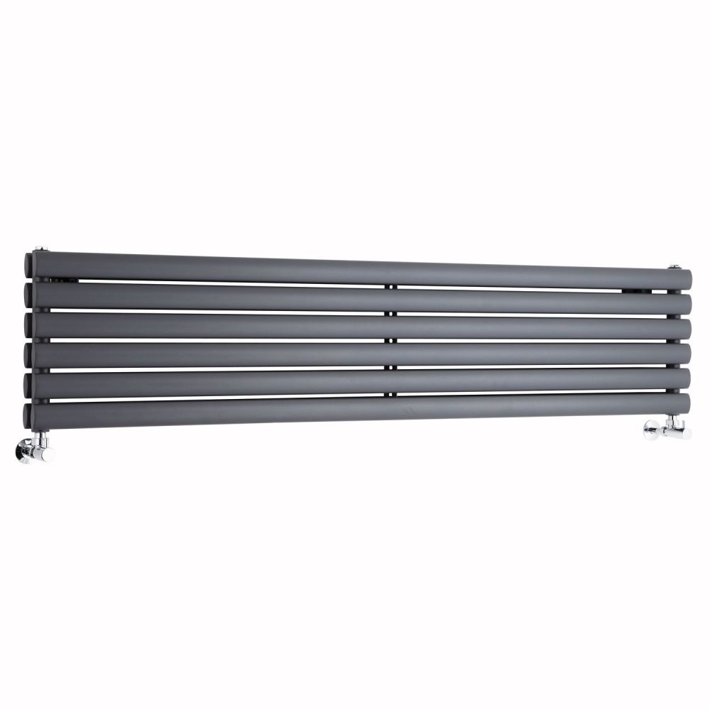 Revive - Anthracite Horizontal Double-Panel Designer Radiator - 14" x 63"