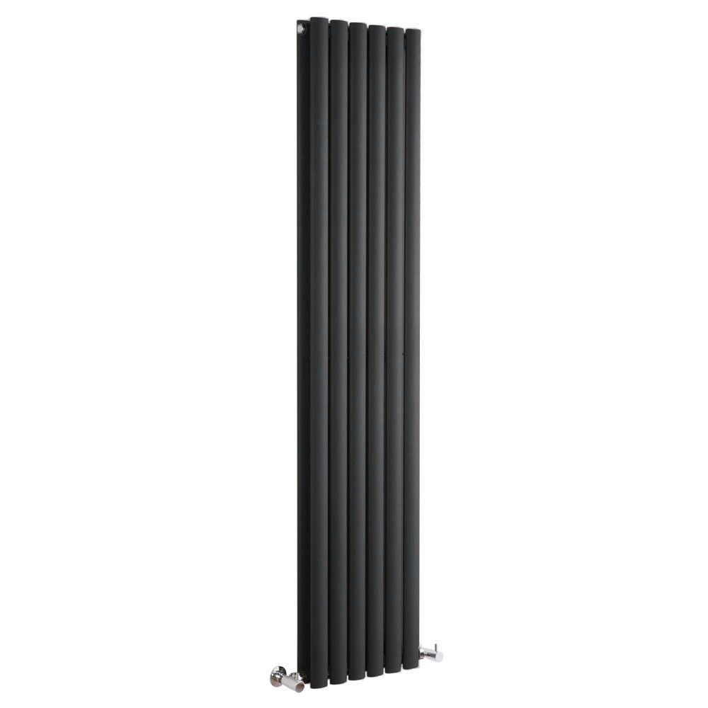 Revive - Black Vertical Double-Panel Designer Radiator - 63" x 14"