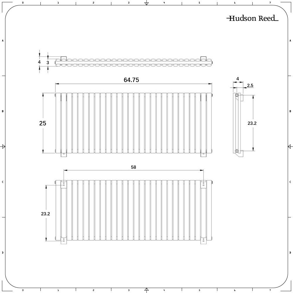 Revive - Black Horizontal Double-Panel Designer Radiator - 25" x 64.75"