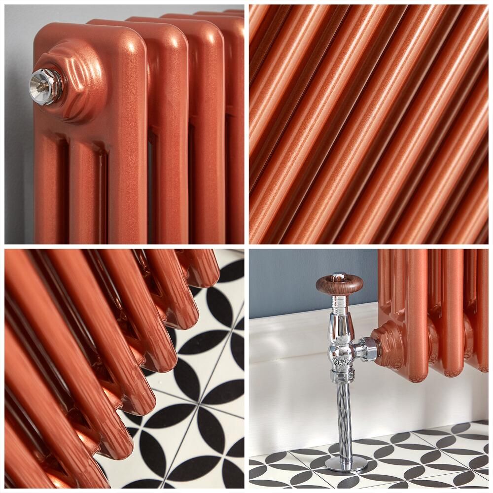 Regent - Metallic Copper Horizontal 3-Column Traditional Cast-Iron ...