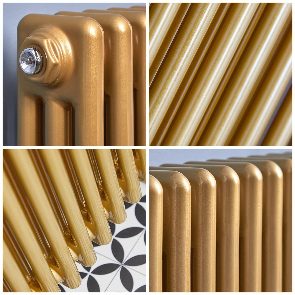 Regent - Metallic Gold Horizontal 3-Column Traditional Cast-Iron Style ...