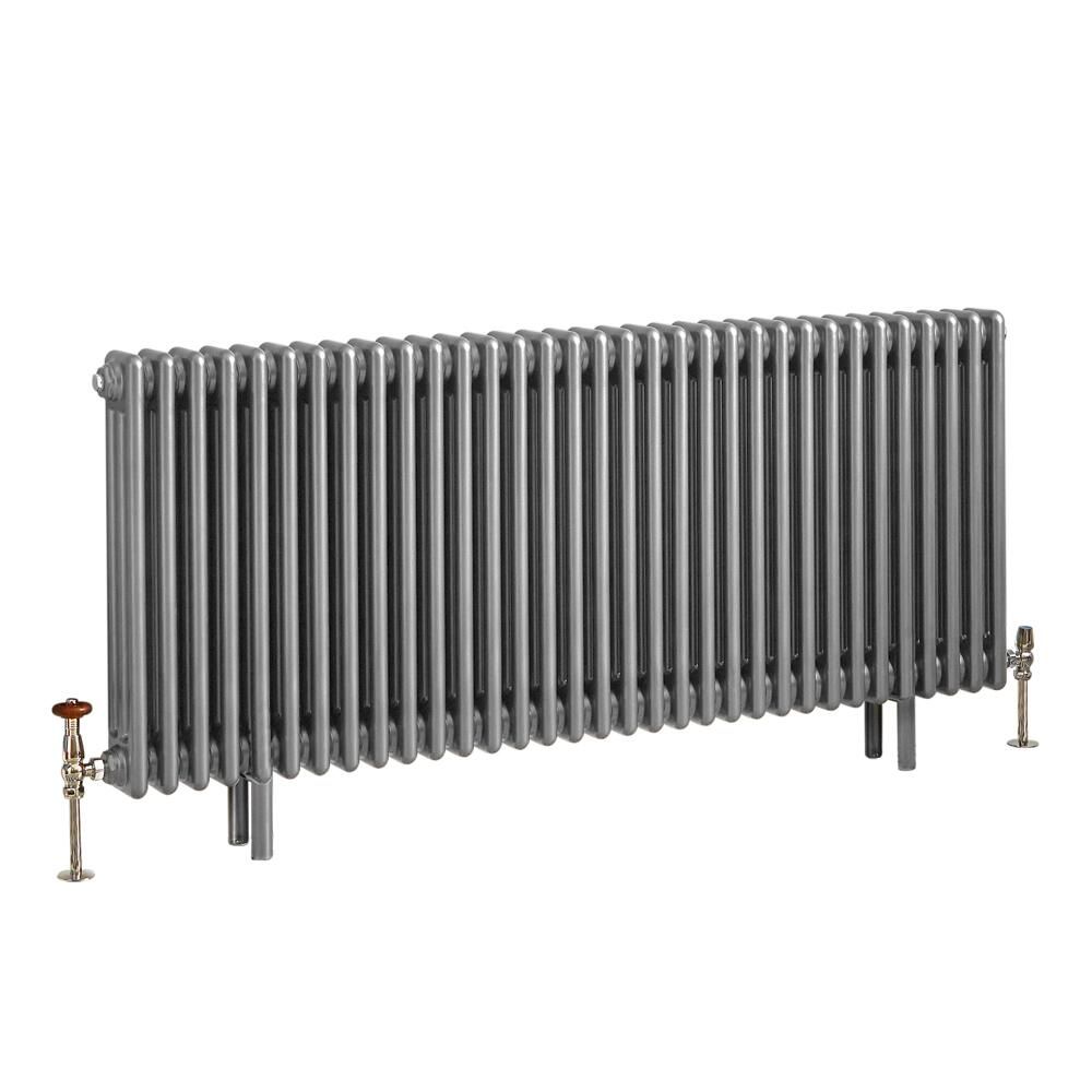 Regent - Metallic Silver Horizontal 3-Column Traditional Cast-Iron ...