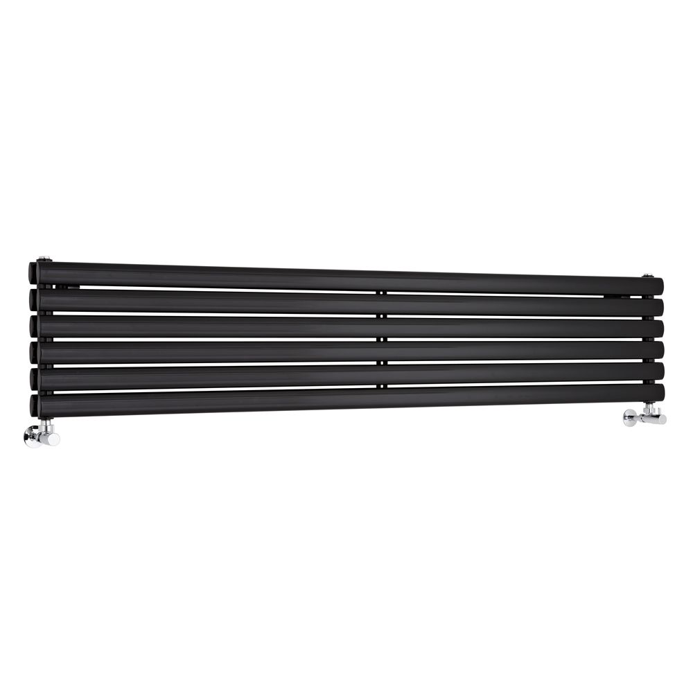 Revive - Black Horizontal Double-Panel Designer Radiator - 14" x 70"