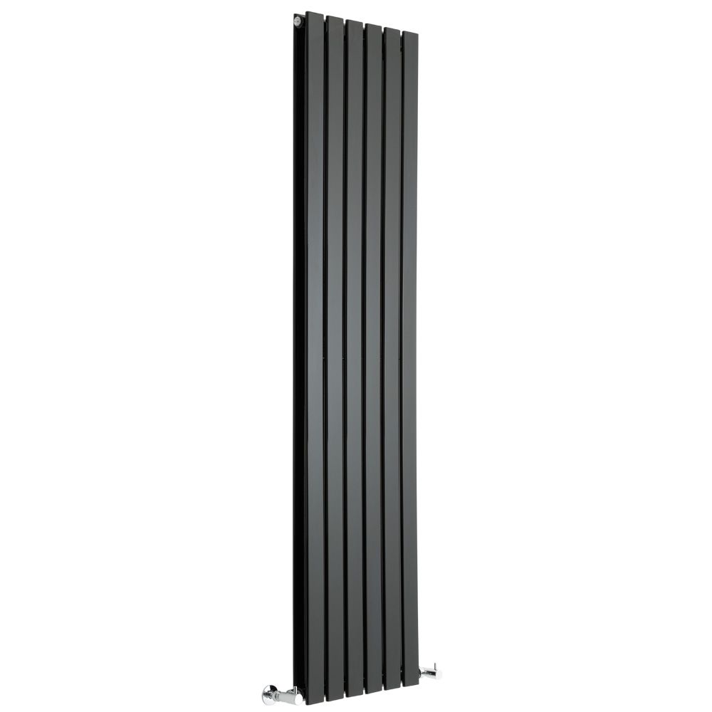 Delta - Black Vertical Double Slim-Panel Designer Radiator - 70" x 16.5"