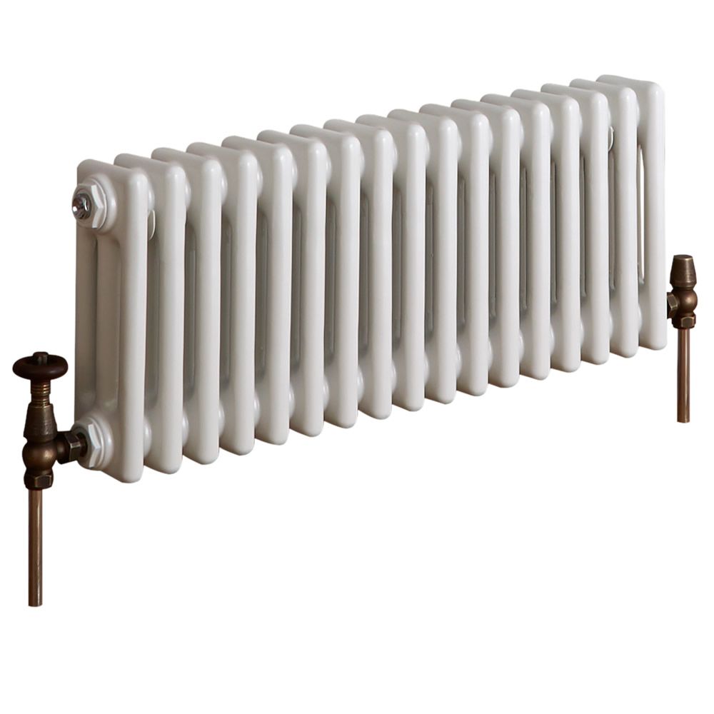Regent - White Horizontal 3-Column Traditional Cast-Iron Style Radiator ...