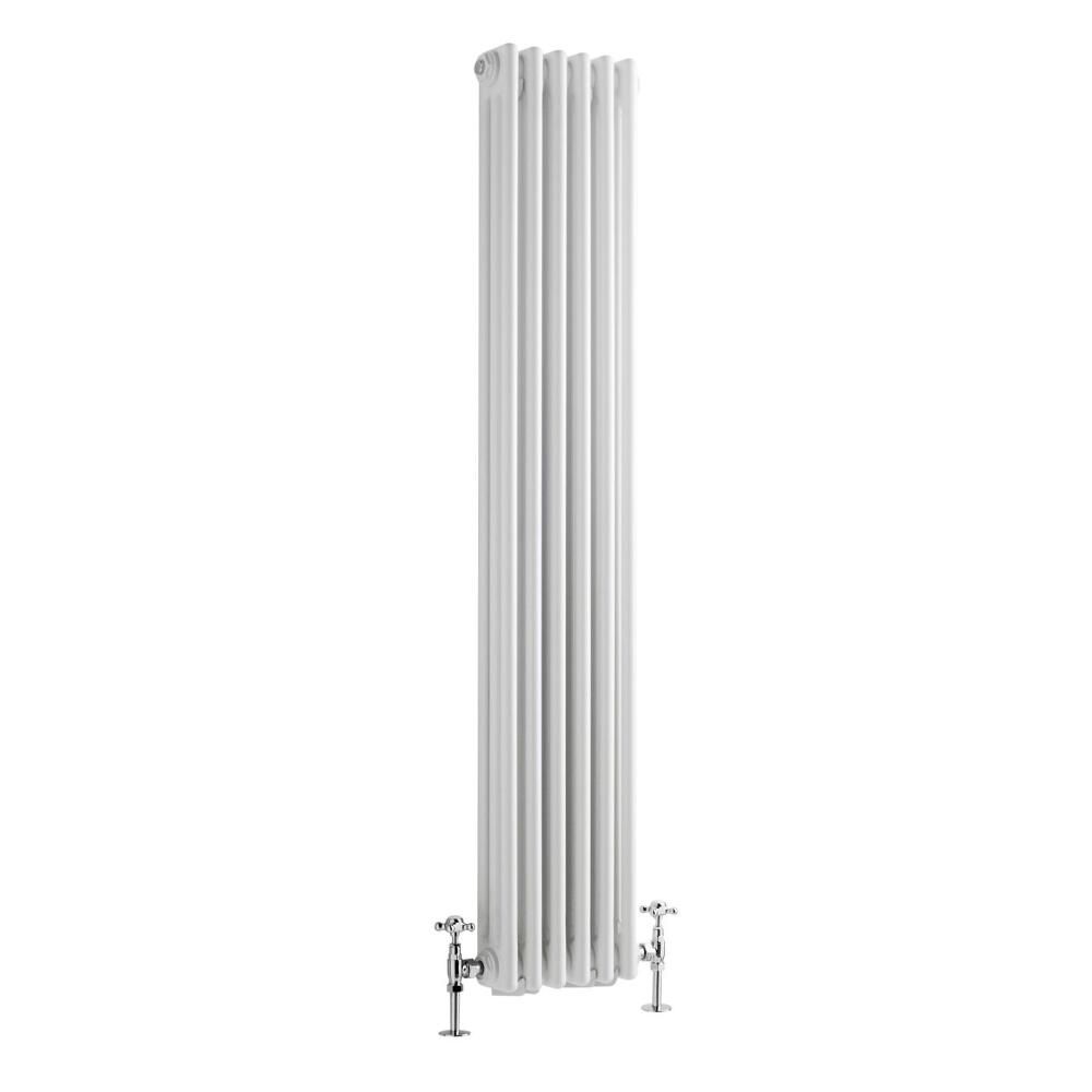 Regent - White Vertical 3-Column Traditional Cast-Iron Style Radiator ...