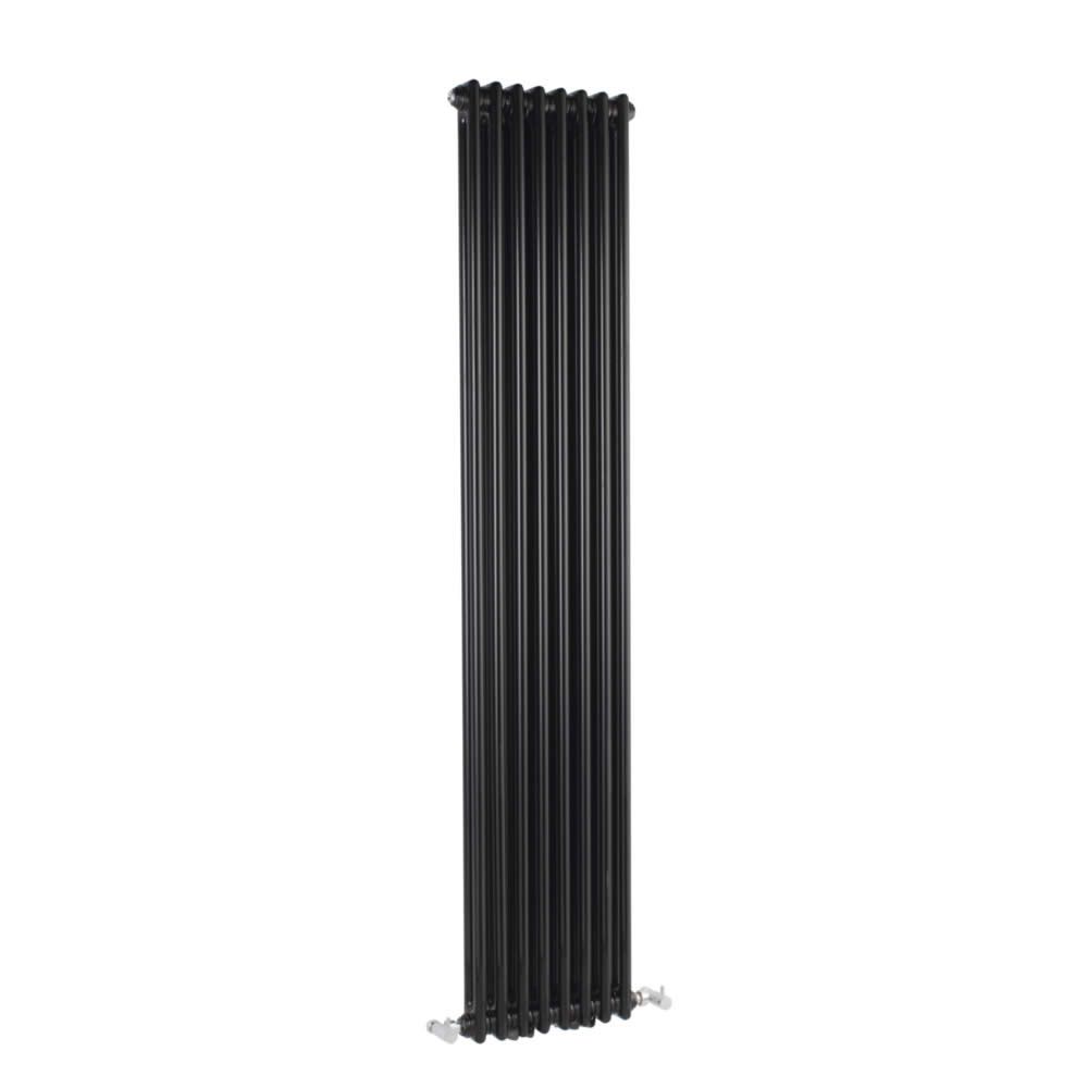 Regent - Black Vertical 2-Column Traditional Cast-Iron Style Radiator ...