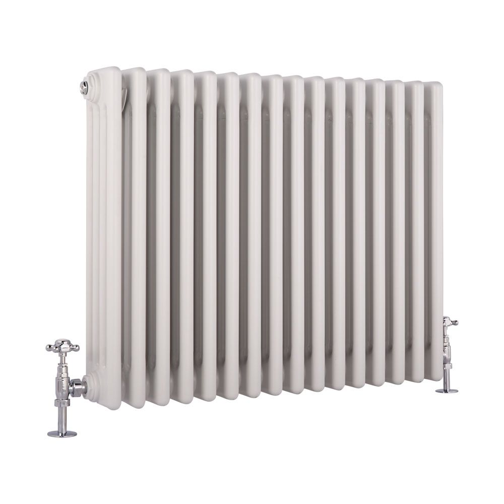 Regent - White Horizontal 4-Column Traditional Cast-Iron Style Radiator ...