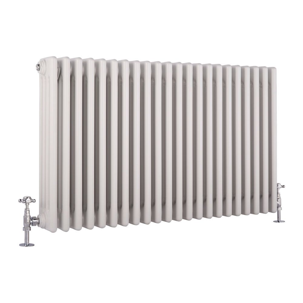 Regent - White Horizontal 4-Column Traditional Cast-Iron Style Radiator ...
