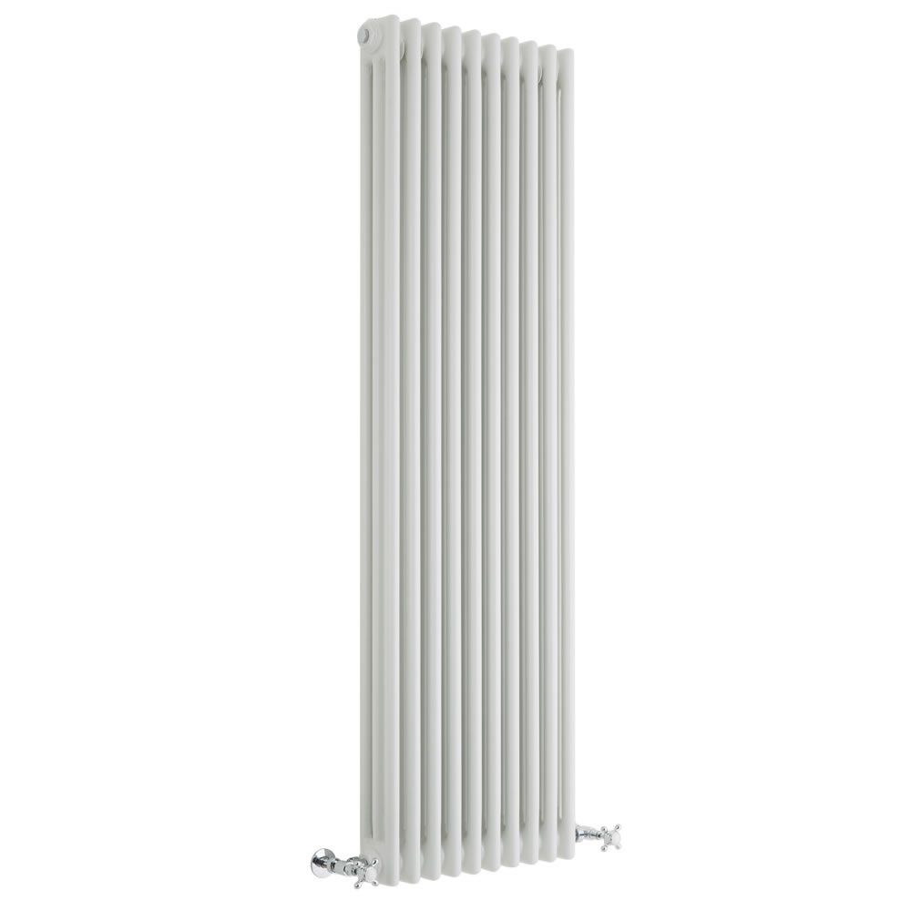 Regent - White Vertical 3-Column Traditional Cast-Iron Style Radiator ...